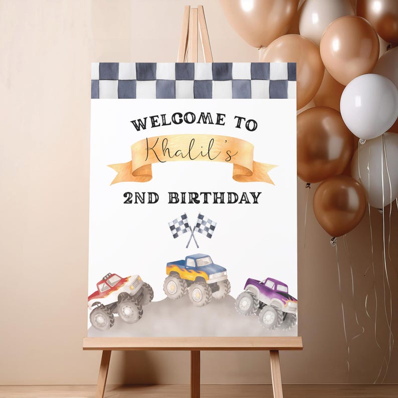 Monster Truck Birthday Template Bundle | Editable Canva Templates ...