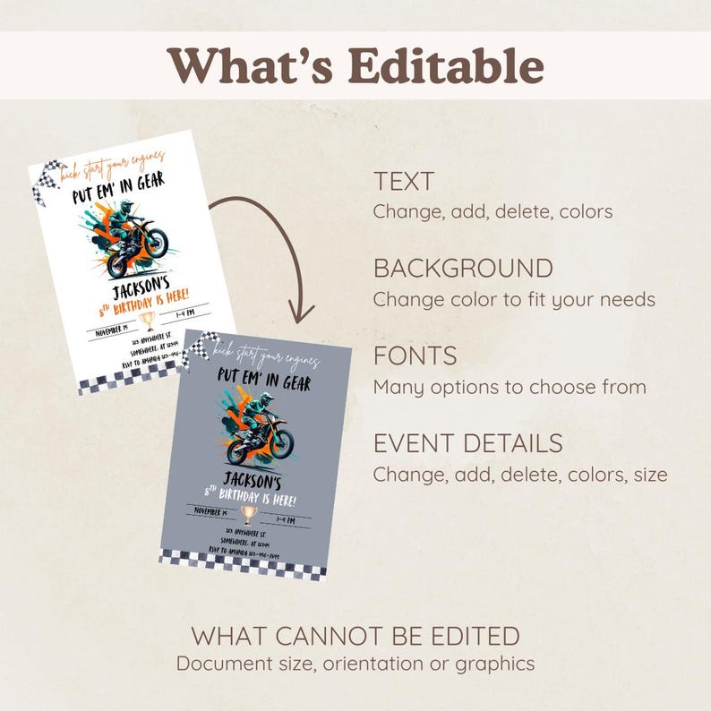 Dirt Bike Birthday Template Bundle | Motocross Birthday Party ...