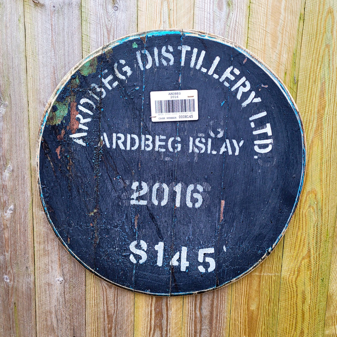 Whisky Barrel Head ARDBEG 2016 CASK 8145 Sign Wall Decor, Rustic Modern ...