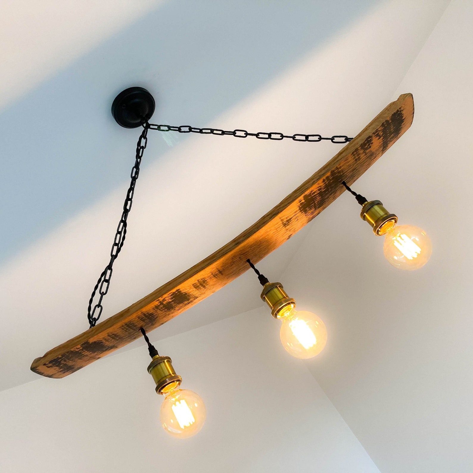 Rustic Whisky Barrel Pendant Light - Reclaimed Wood Chandelier for ...