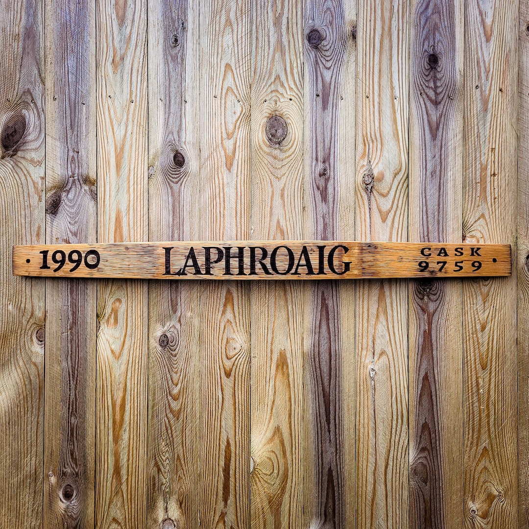 Laphroaig 1990 Whisky Barrel Stave Sign: Rustic Home Bar Decor - Etsy
