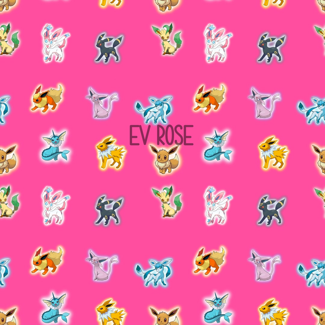 Pokemon Eeveelution Seamless File Png - Pink Eevee Evolution - Etsy