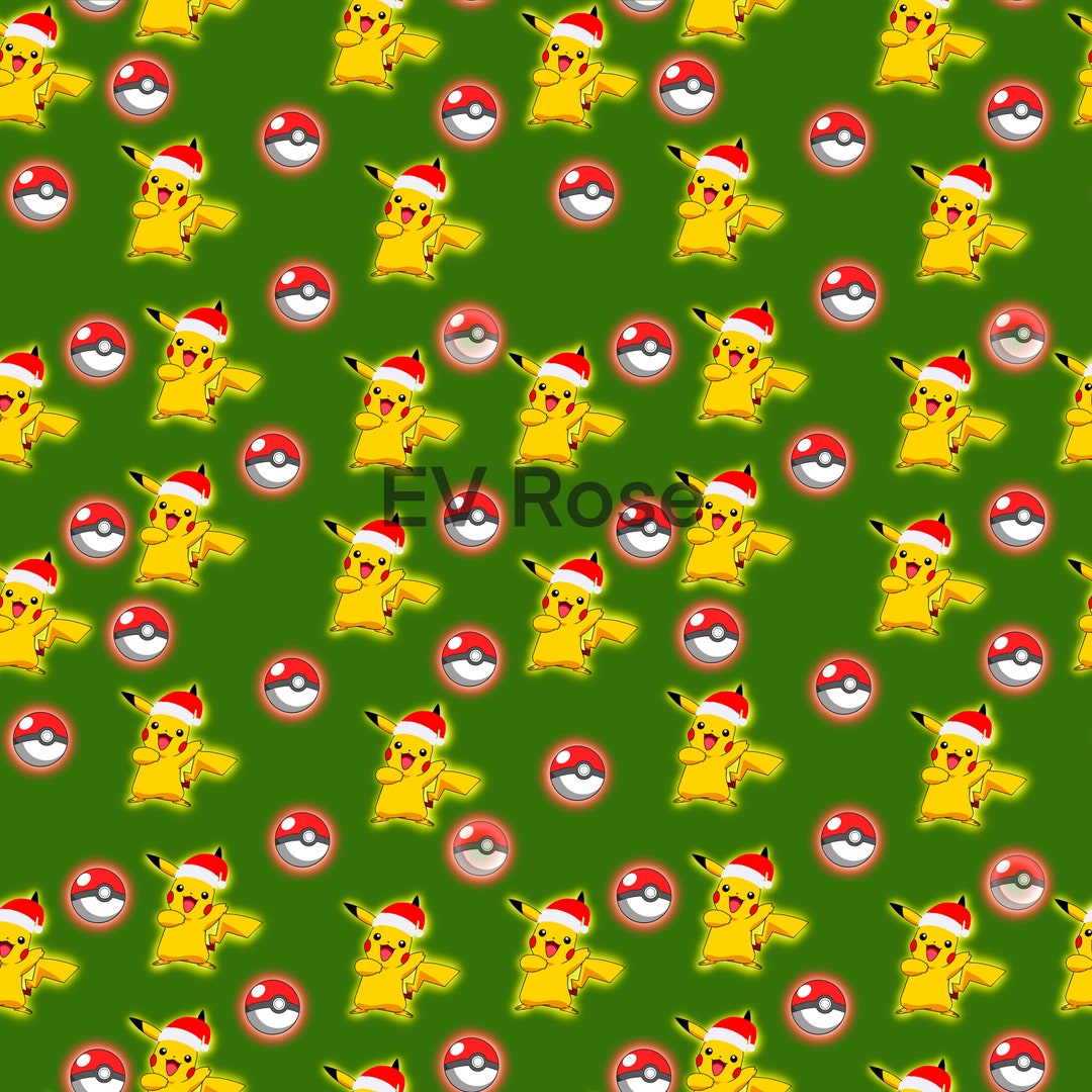 Pokemon Pikachu Christmas Seamless Png - Christmas Pikachu - Etsy