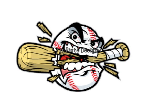 Baseball Biting Down Breaking Bat Png Instant Download File - Etsy