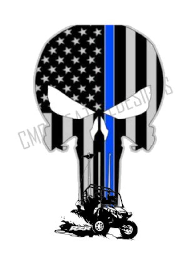 Thin Blue Line Skull With Razor Sublimation or Waterslide Png Instant ...