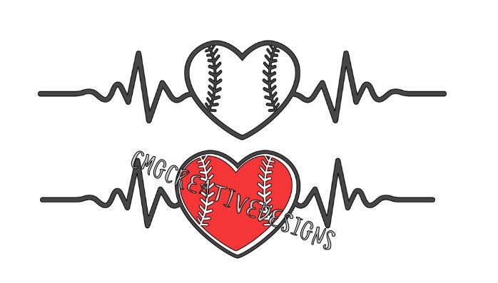 Heart With Heart Beat Baseball Svg Cut File Instant Download - Etsy
