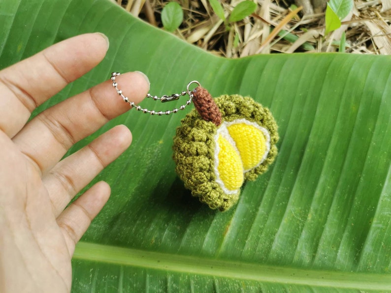 Durian Thailand Fruit Doll Crochet Keychain Yarn Handmade Key Ring Soft ...