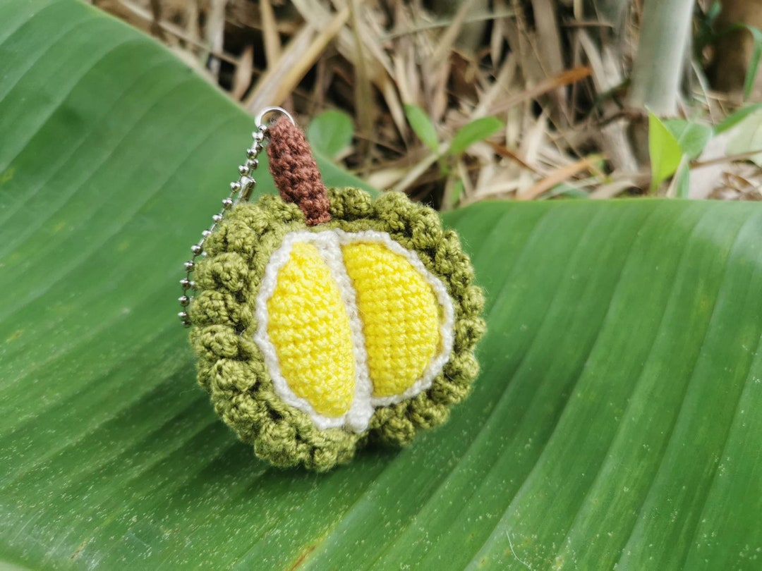 Durian Thailand Fruit Doll Crochet Keychain Yarn Handmade Key Ring Soft ...