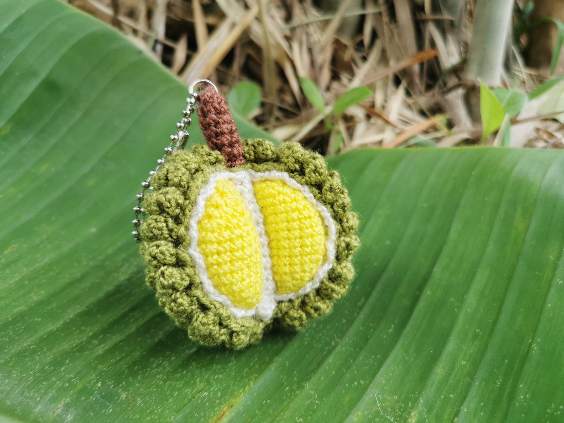 Durian Thailand Fruit Doll Crochet Keychain Yarn Handmade Key Ring Soft ...