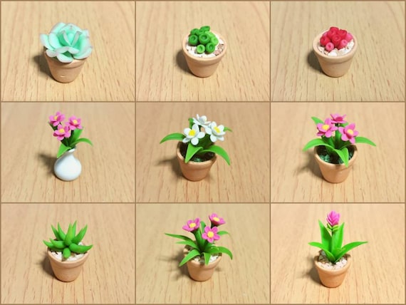 Succulent Clay Cactus Miniature Potted Plant Mini Cacti | Etsy