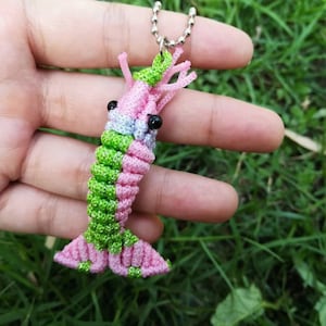 Macrame Animal Doll Shrimp Keychain Sea Knotted Keyring Accessories Bag Key Holder Gifts for Him ...