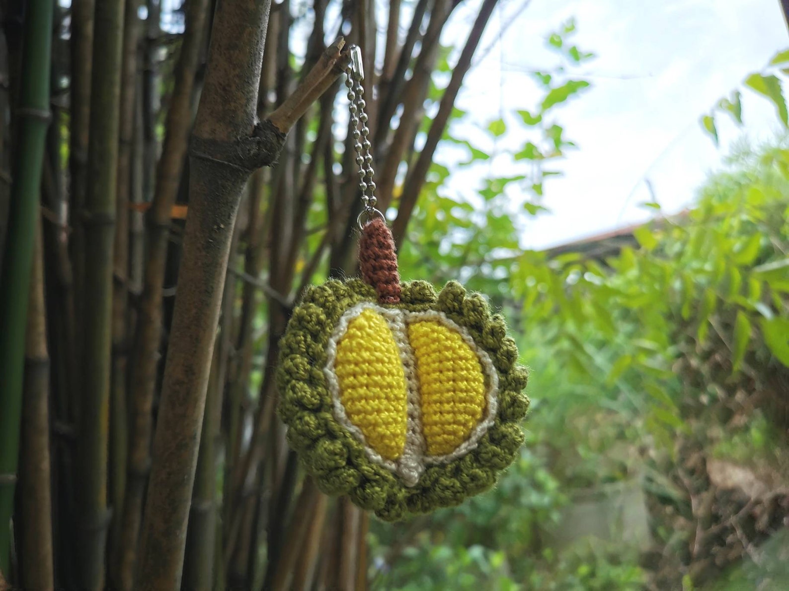 Durian Thailand Fruit Doll Crochet Keychain Yarn Handmade Key Ring Soft ...