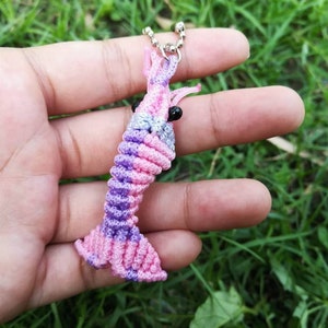Macrame Animal Doll Shrimp Keychain Sea Knotted Keyring Accessories Bag ...