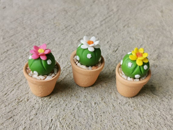 Clay Cactus Miniature Polymer Potted plant small mini cacti | Etsy