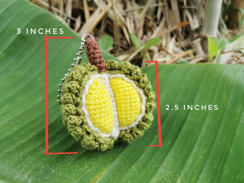 Durian Thailand Fruit Doll Crochet Keychain Yarn Handmade Key Ring Soft ...
