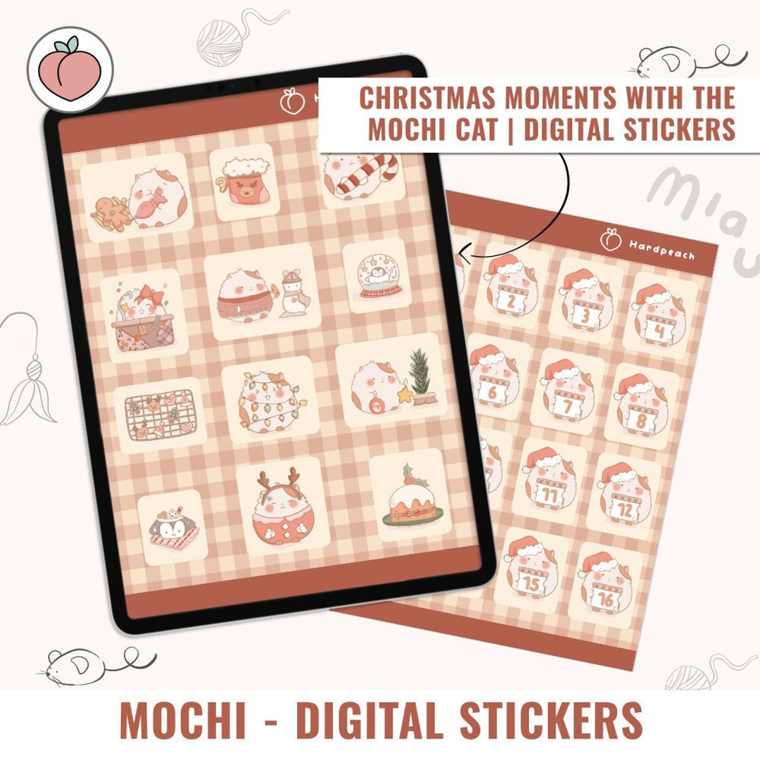 Christmas Digital Stickers | the Mochi Cat by Hardpeach | Digital ...