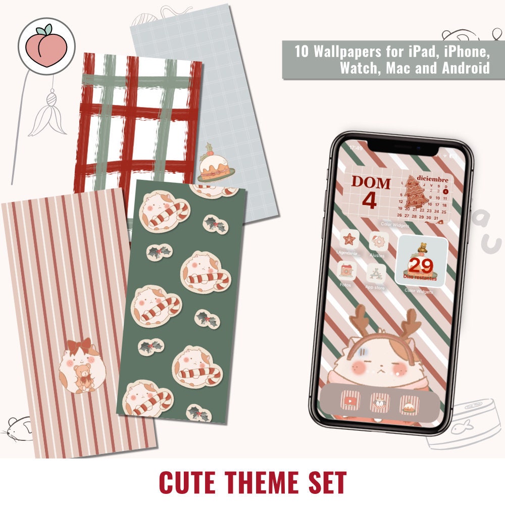 CUTE THEME SET: Wallpapers + Icons Pack iPad Theme Ios Theme iPad ...