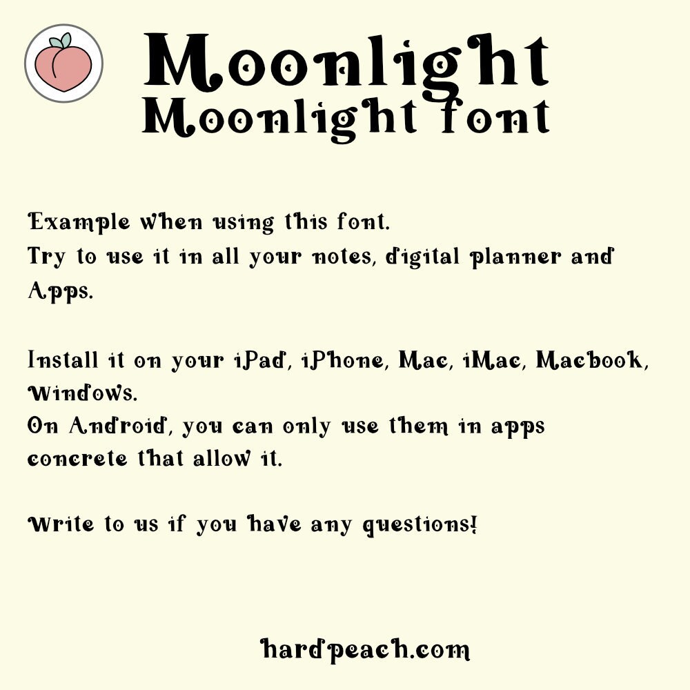 Moonlight Font Halloween Font, Moon Font, Word Font, Goodnotes Font ...