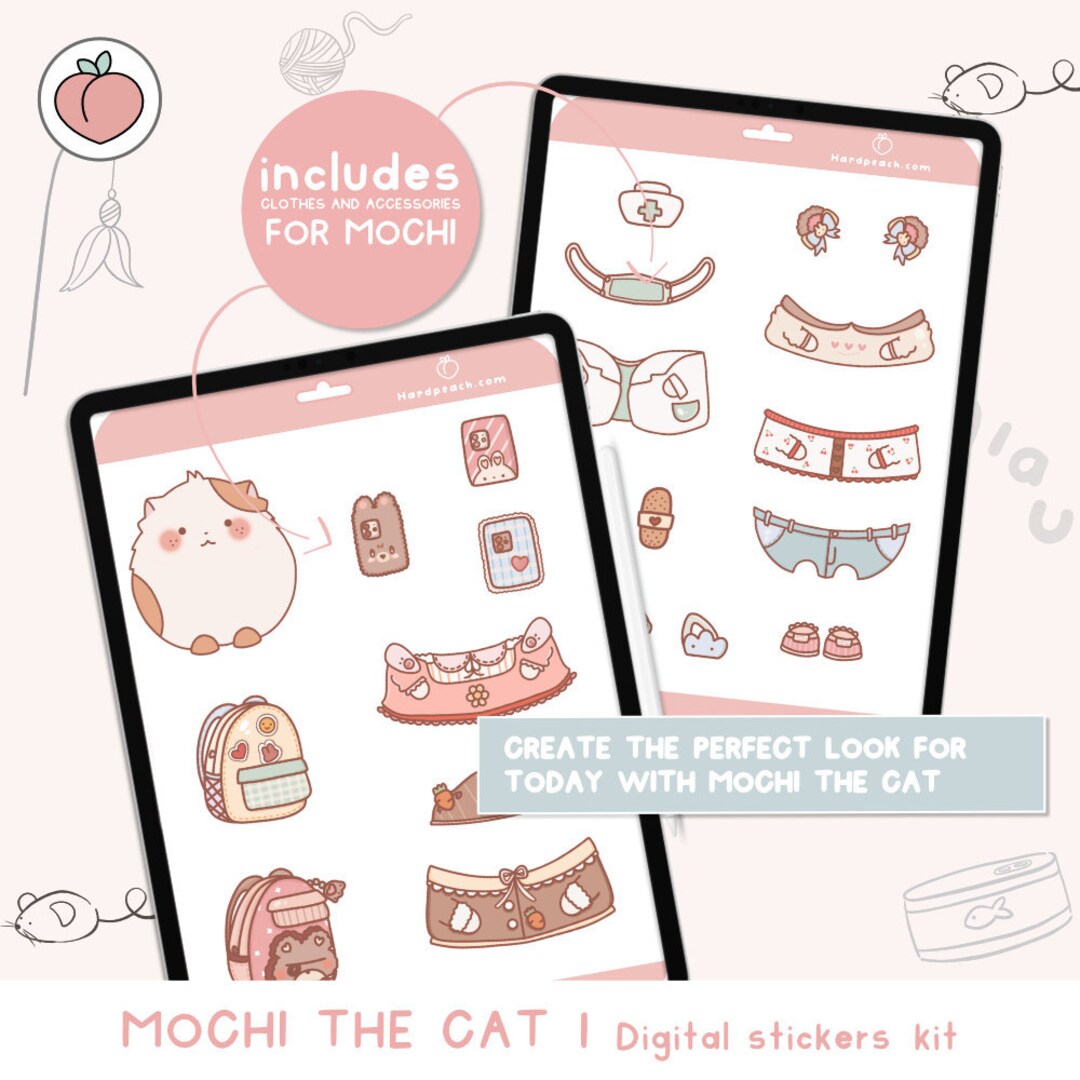 Create the Perfect Outfit for Mochi the Cat | Digital Stickers Kit ...