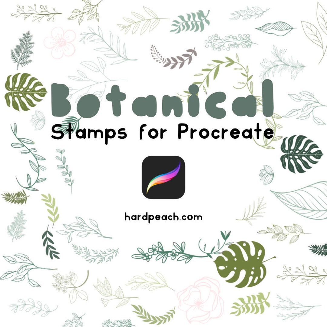 88 Procreate Botanical Stamps | Procreate Leaves | Stamps for Procreate ...