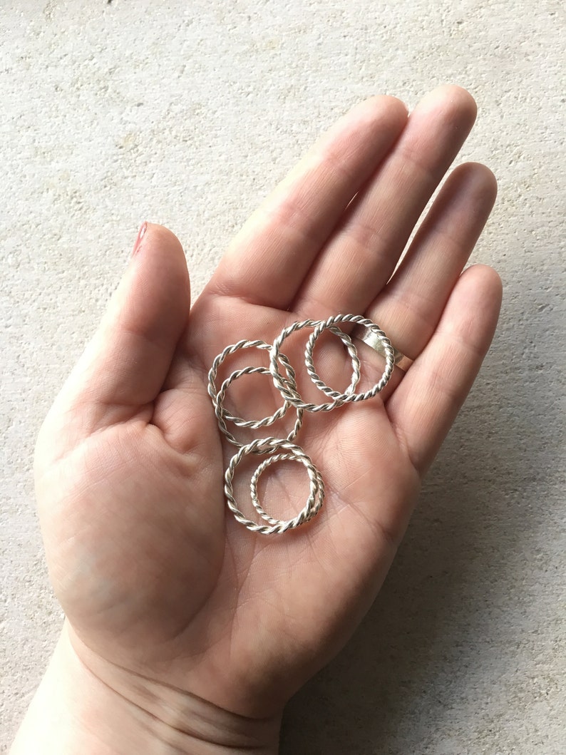 Medium Silver Twist Ring, 3mm Twisted Wire, 9ct Gold, Yellow Gold ...