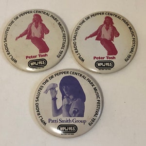WPLJ 1979 Pinback Patti Smith Group, Peter Tosh Dr Pepper Central Park ...