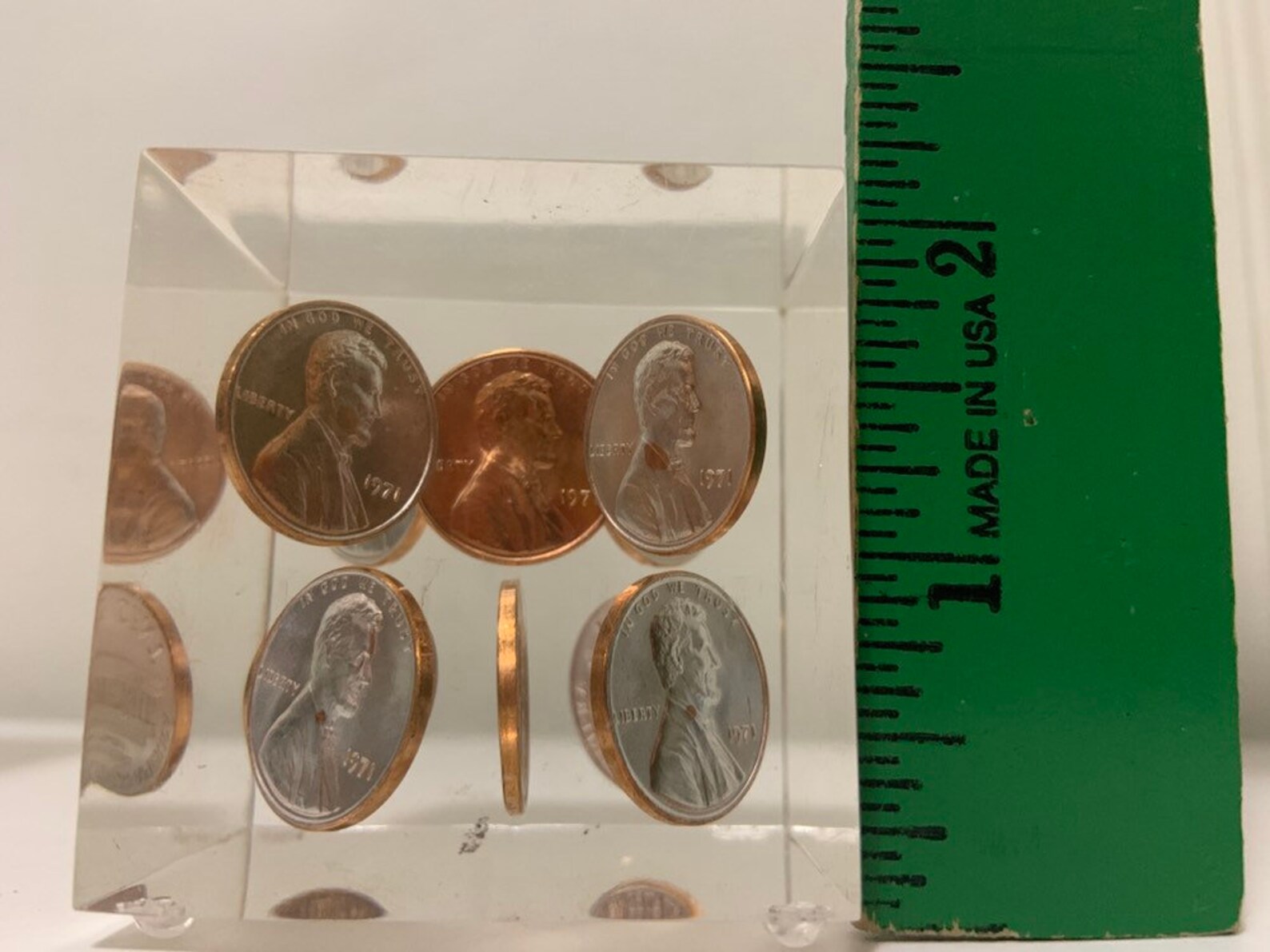 Set of 2 Lucite Paperweight Coin Cubes Vintage Office Swag - Etsy