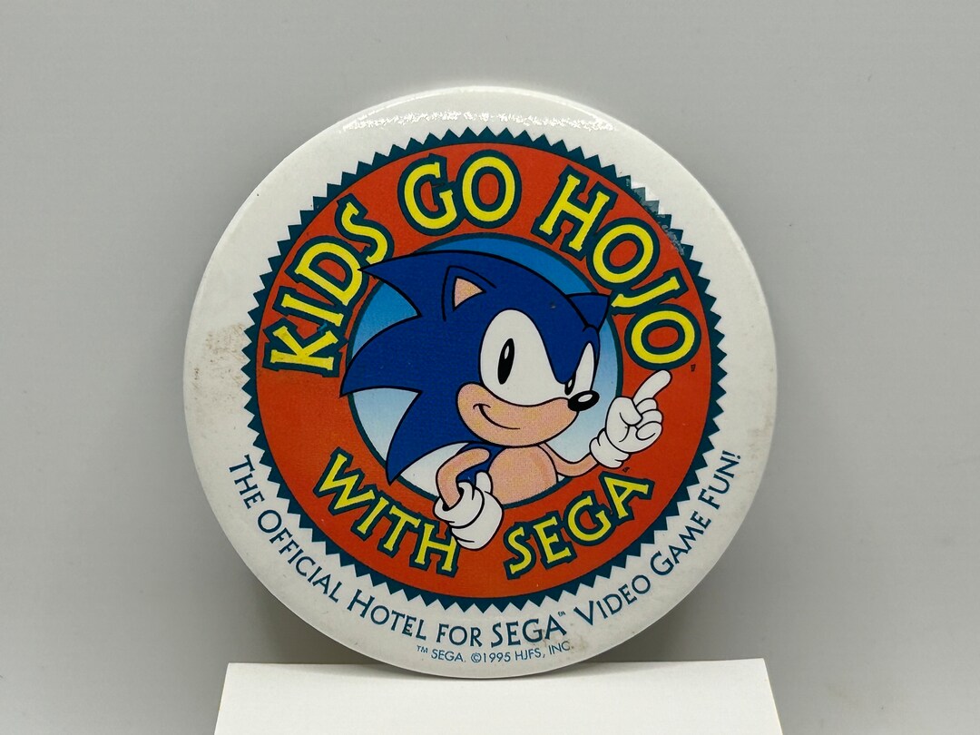 1995 Sonic the Hedgehog 3” Pinback Button; Howard Johnson’s, Kids Go ...