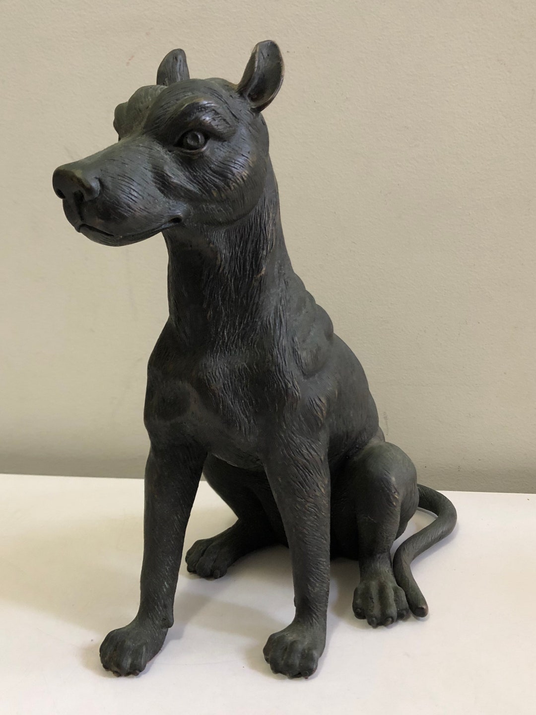 Antique Bronze Doberman Pinscher Statue 11.5”x9.5”x6” Seared Brass Dog ...