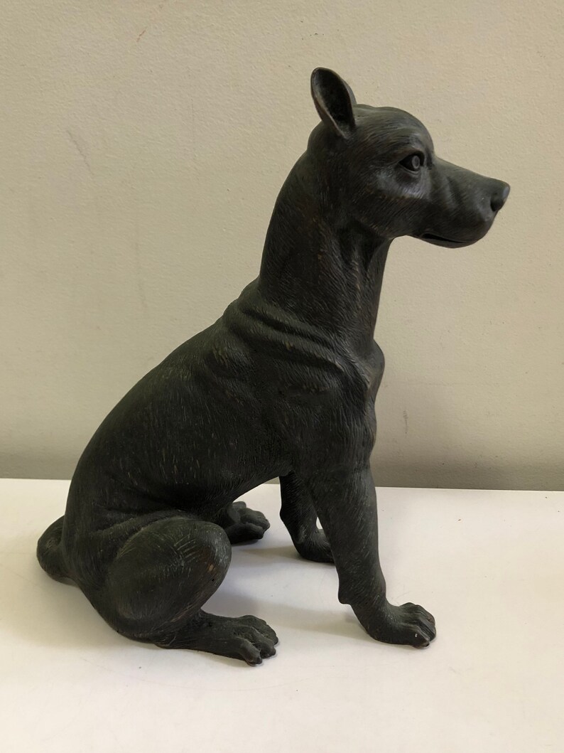Antique Bronze Doberman Pinscher Statue 11.5x9.5x6 Seared Brass Dog ...