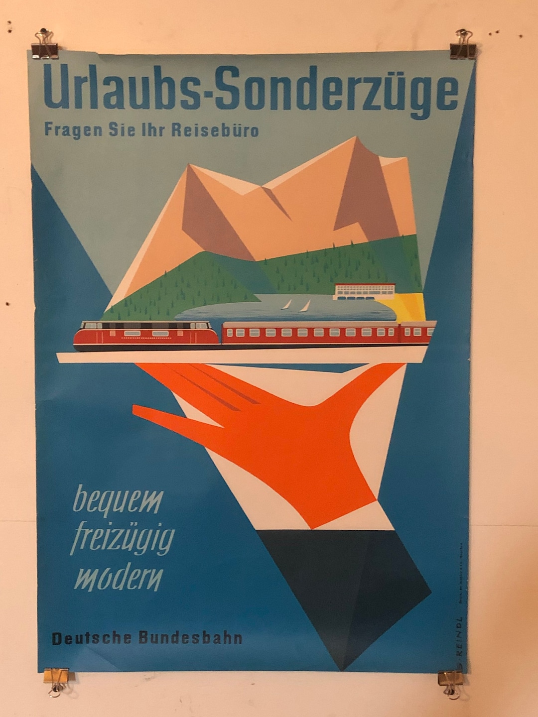1960s German Travel Poster Deutschen Bundesbahn Railroad Train Modern ...