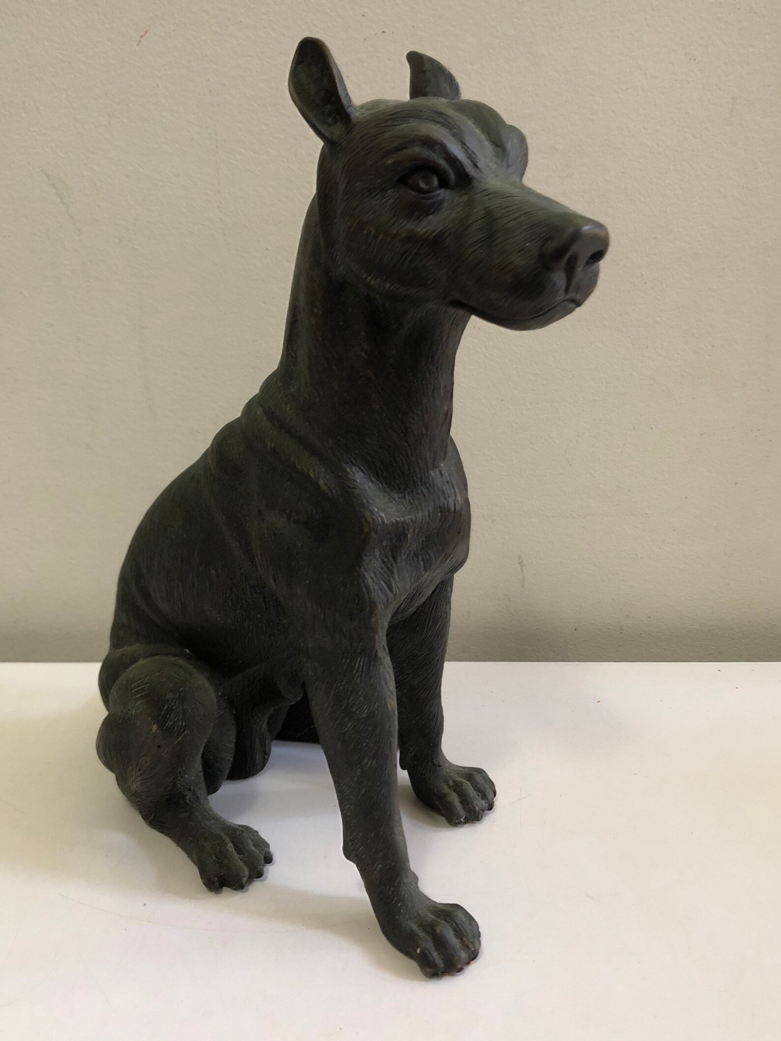 Antique Bronze Doberman Pinscher Statue 11.5x9.5x6 Seared Brass Dog ...