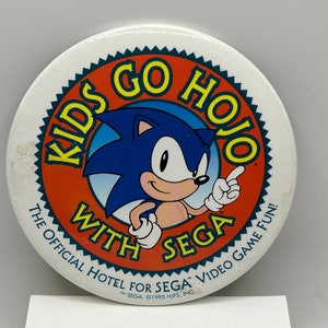 1995 Sonic the Hedgehog 3” Pinback Button; Howard Johnson’s, Kids Go ...