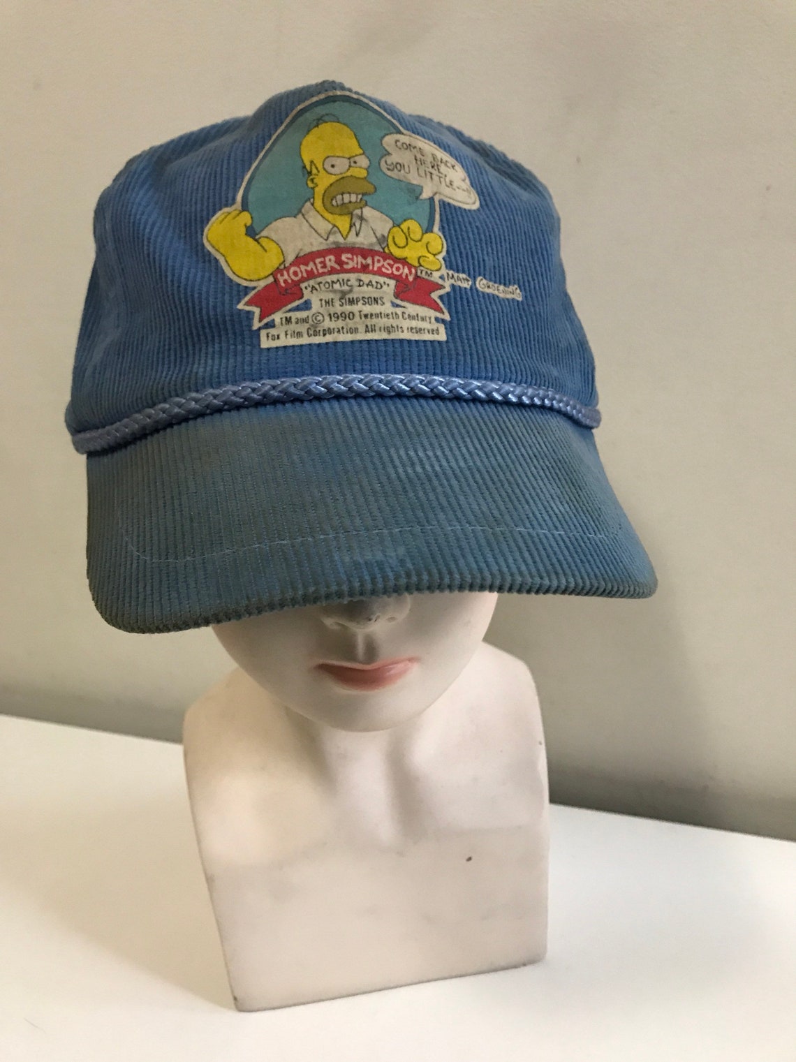 Vintage Simpsons Homer Baseball Hat Baby Blue Corduroy 1990 | Etsy