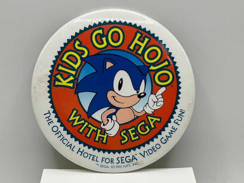 1995 Sonic the Hedgehog 3” Pinback Button; Howard Johnson’s, Kids Go ...