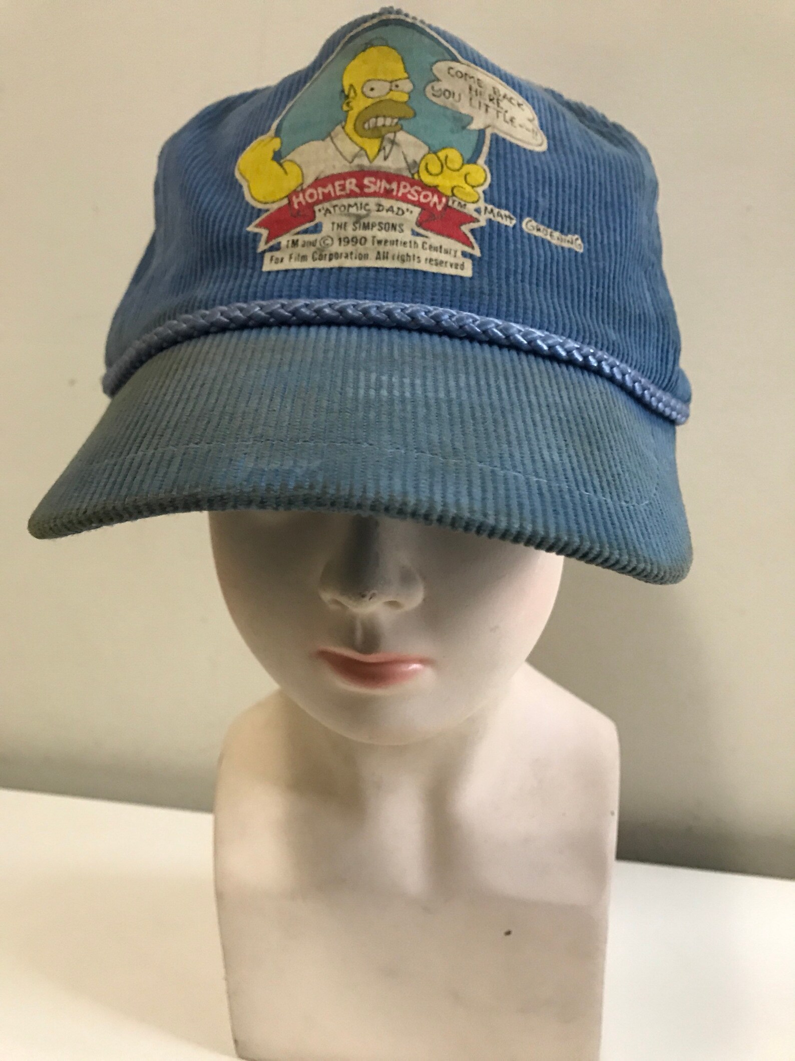 Vintage Simpsons Homer Baseball Hat Baby Blue Corduroy 1990 | Etsy