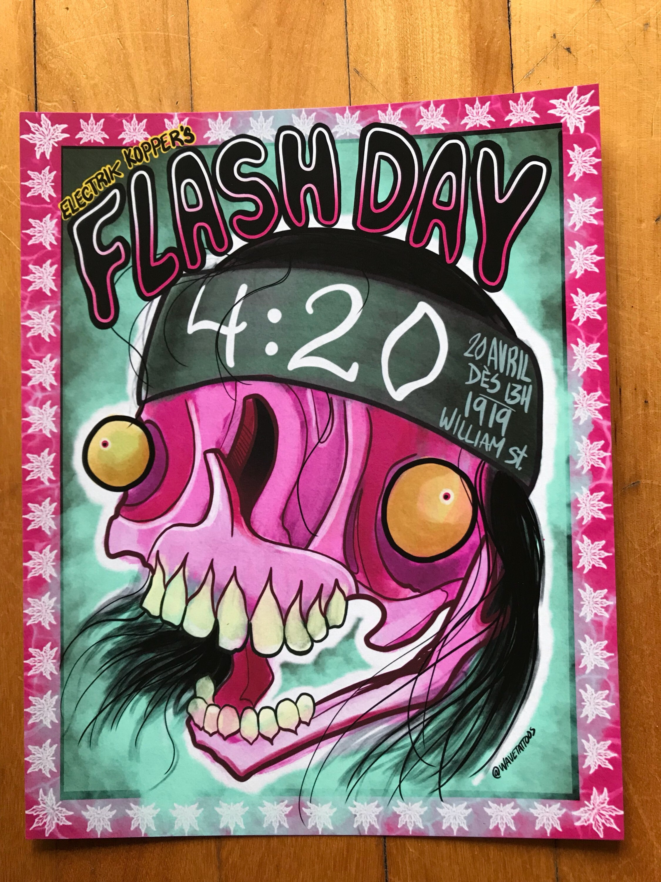 Arts tattoo 420 weed skull fine art prints flash day | Etsy