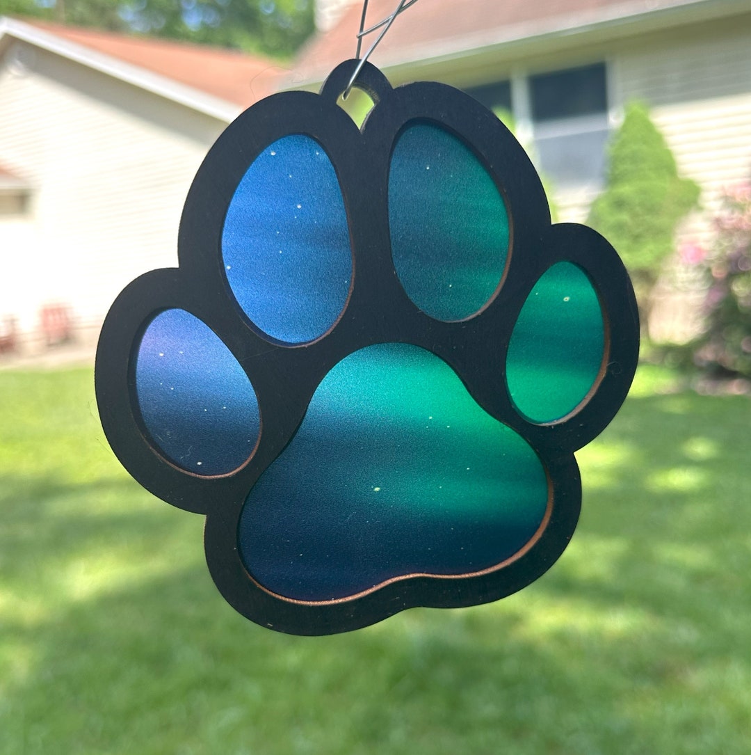 Dog Paw Sun Catcher, Northern Lights - Etsy