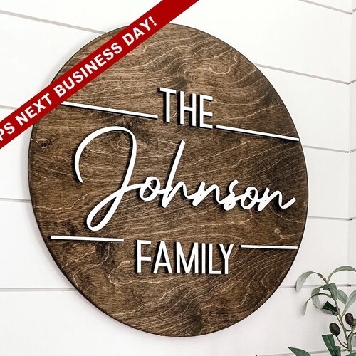 Personalized Round Family Wall Sign Personalized 3D Wood - Etsy
