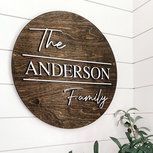Personalized Round Family Wall Sign Personalized 3D Wood - Etsy