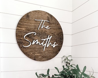 Personalized Round Family Wall Sign, Personalized 3D Wood Sign ...