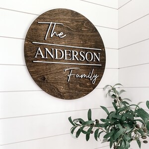 Personalized Round Family Wall Sign, Personalized 3D Wood Sign ...