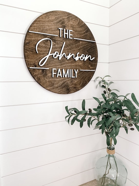 Personalized Round Family Wall Sign Personalized 3D Wood - Etsy