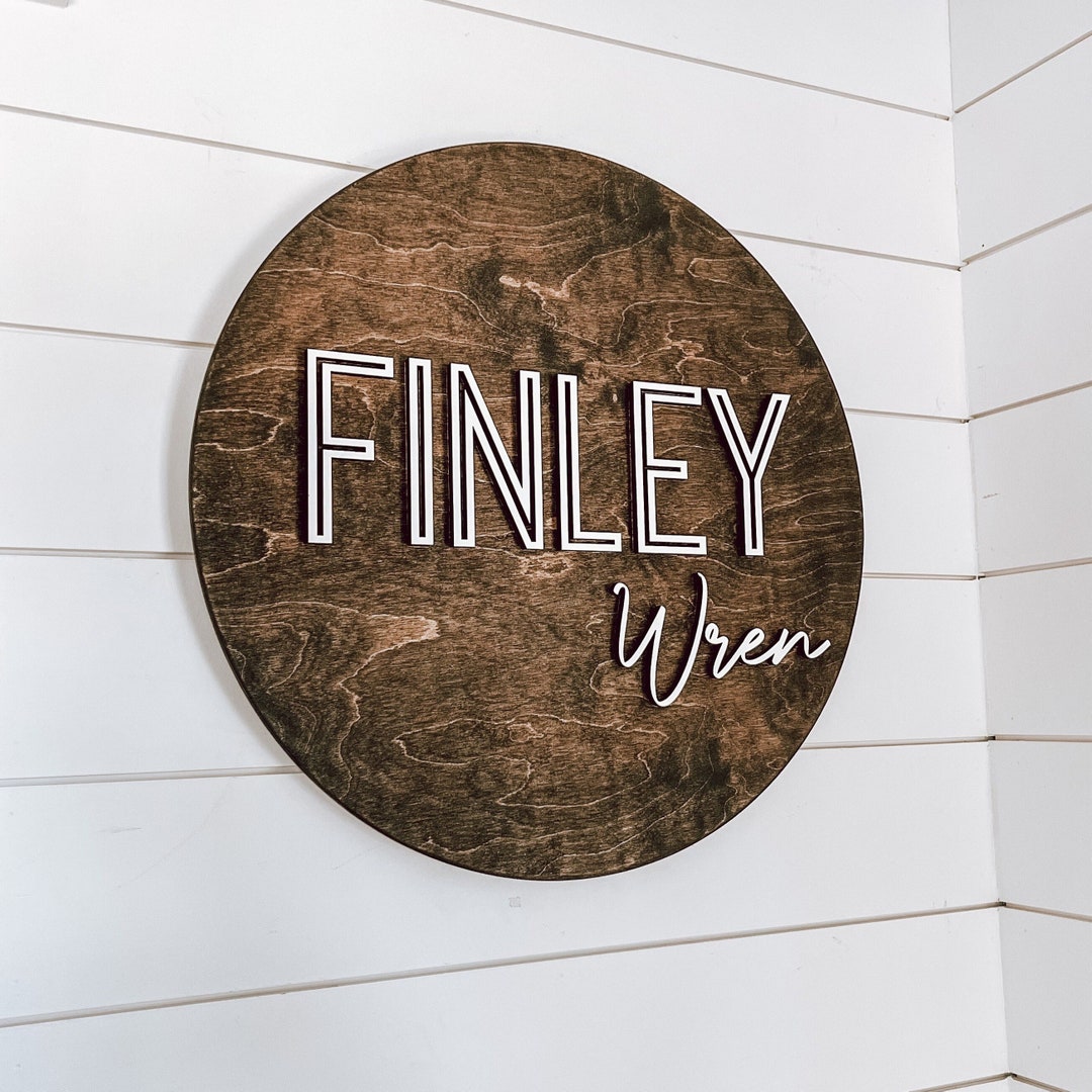 Personalized Round Name Wall Sign, Personalized 3D Wood Sign, Wooden ...