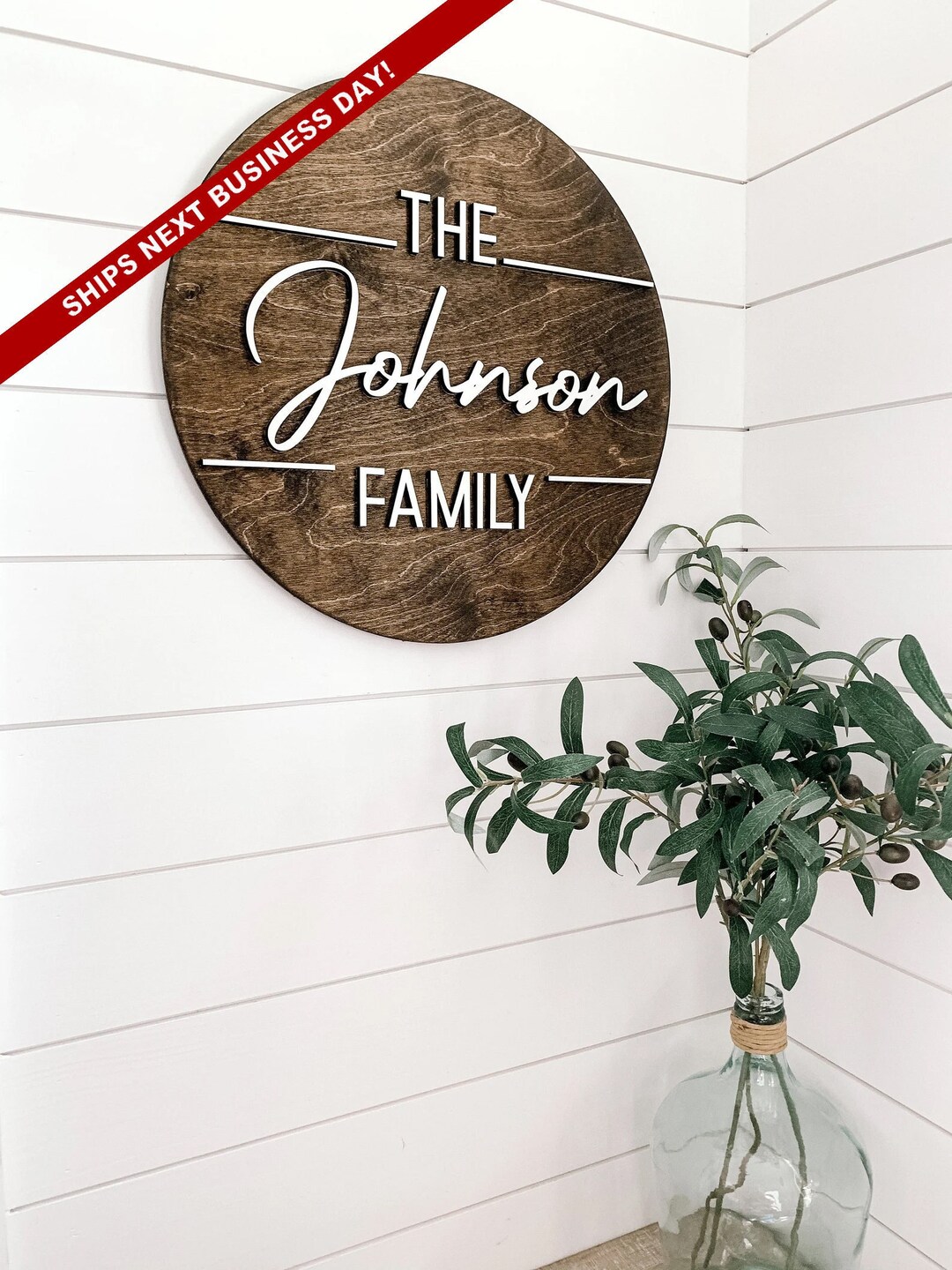 Personalized Round Family Wall Sign, Personalized 3D Wood Sign ...