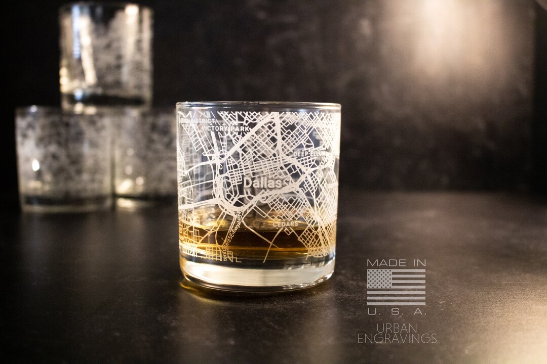 Dallas Texas City Map Rocks Glass | on the Rocks Glass | New Home ...