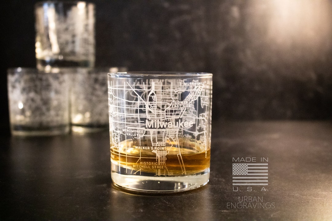 Milwaukee Wisconsin Map Rocks Glass | on the Rocks Glass | New Home ...
