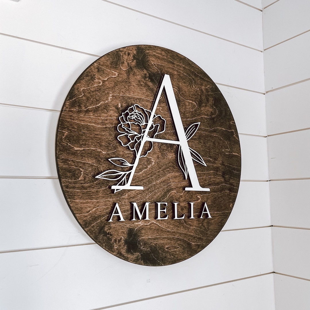 Personalized Round Name Wall Sign, Personalized 3D Wood Sign, Wooden ...