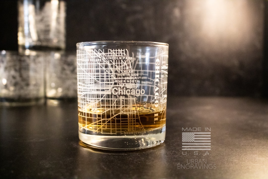 Chicago Illinois City Map Rocks Glass | on the Rocks Glass | New Home ...