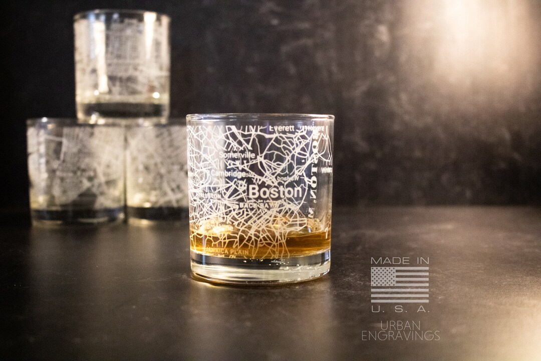 Boston Massachusetts Map Rocks Glass | on the Rocks Glass | New Home ...